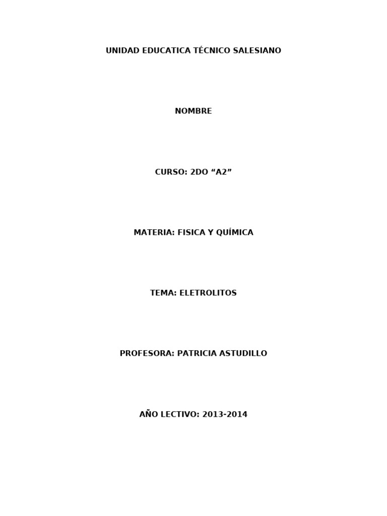 Electrolitos y No Electrolitos | PDF | Electrólito | Química
