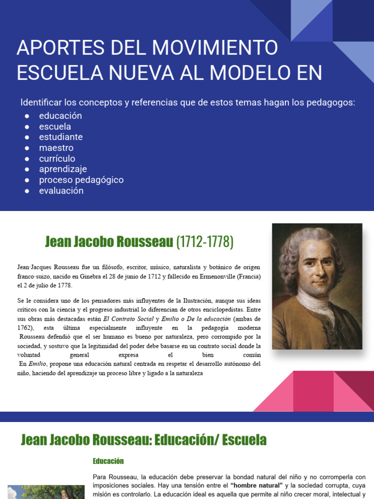 Aportes Del Movimiento Escuela Nueva Al Modelo en | PDF | Plan de ...