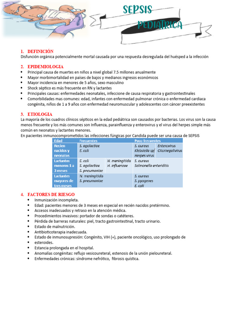 Sepsis Pediatrica Arreglado | PDF | Septicemia | Inflamación
