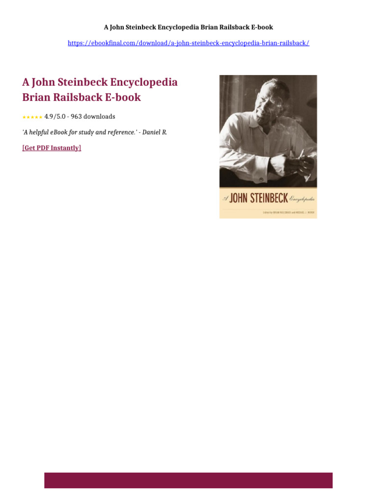 A John Steinbeck Encyclopedia Brian Railsback Ebook All in One Edition ...