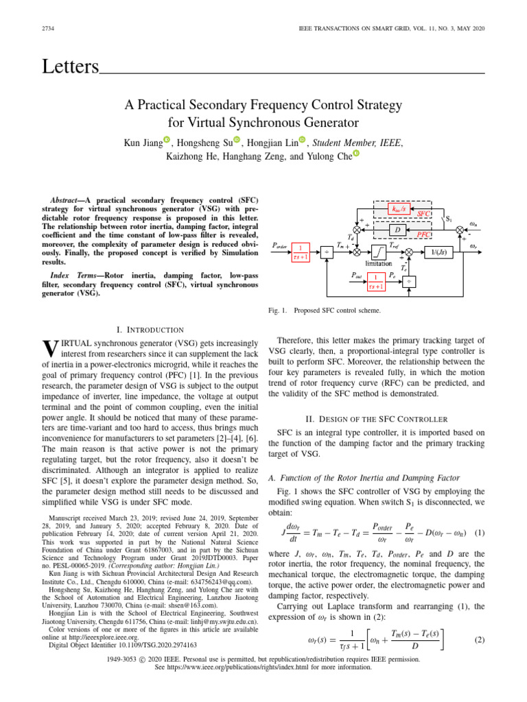 A Practical Secondary Frequency Control Strategy For Virtual ...