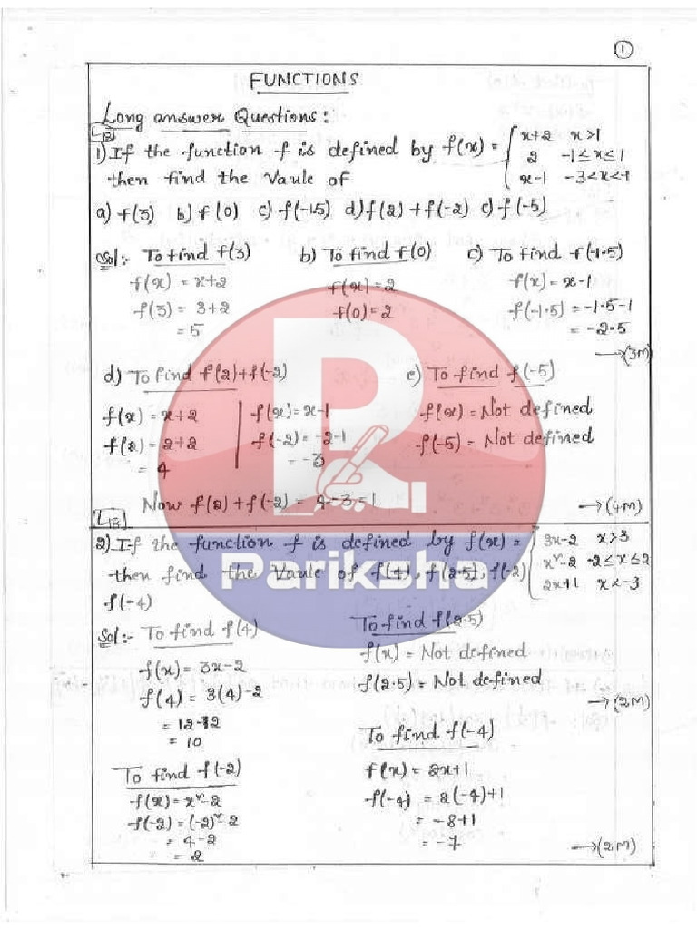 Functions and Matrics - PDF With Pariksha Logo | PDF