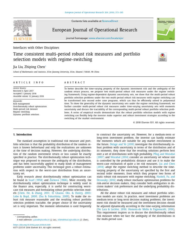 Portfolio Regime Switch | PDF | Risk | Uncertainty