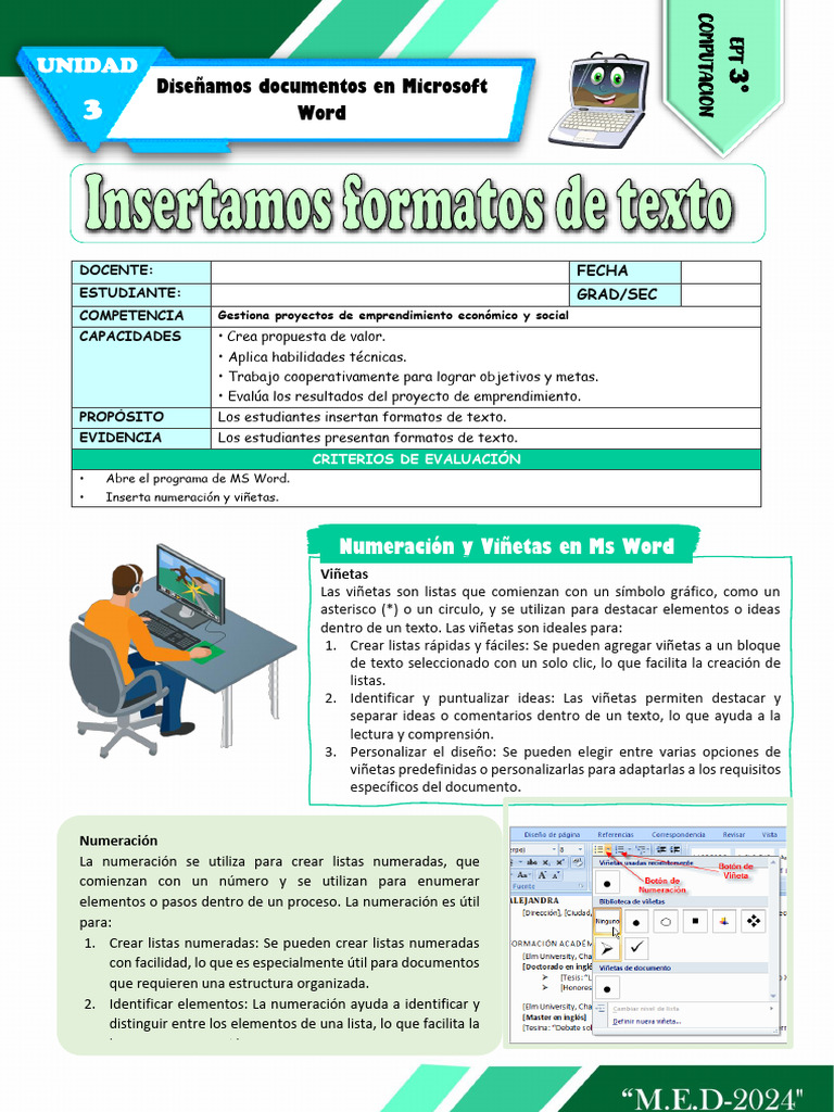 Resuelto Ficha de Actividad Ept 3°-Semana 5 | PDF | Microsoft Word ...