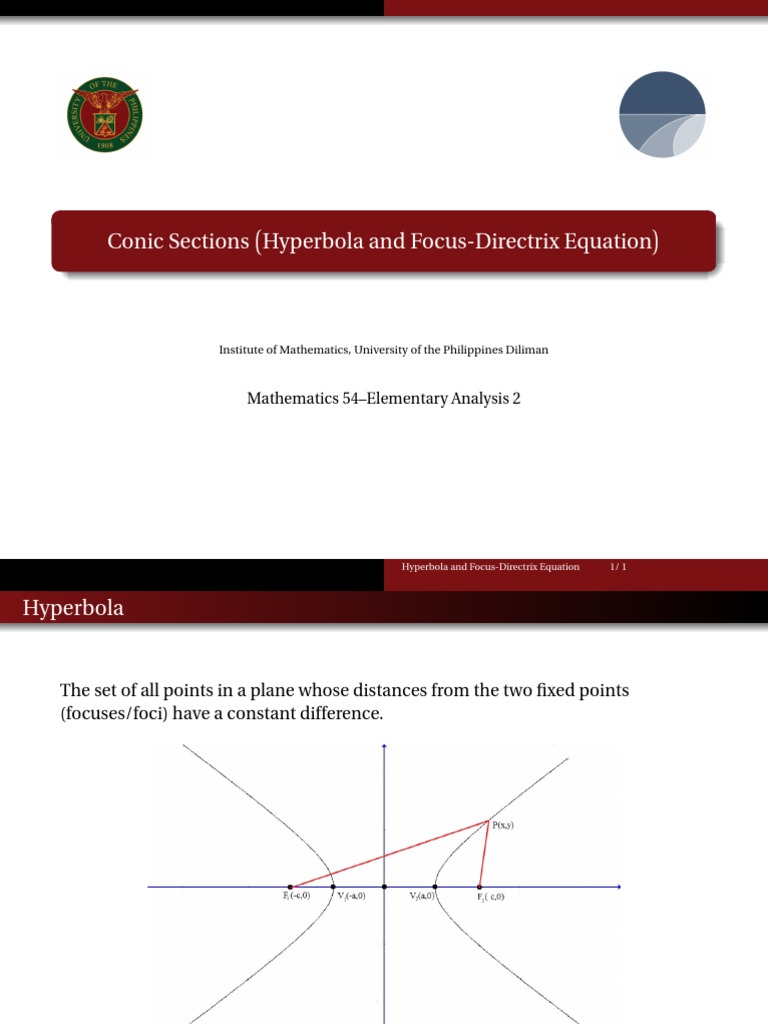Lecture 7 (Hyperbola and Focus Directrix Equation) | Ellipse ...