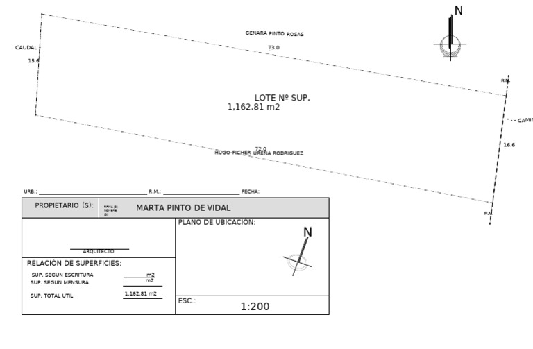 Lote #Sup. 1,162.81 m2: Genara Pinto Rosas 73.0 0 Caudal - RIO 15.6 0 | PDF