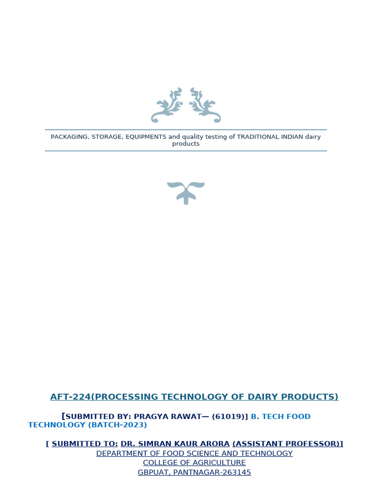 Classification of Traditional Indian Dairy Products-1 | PDF | Yogurt | Milk