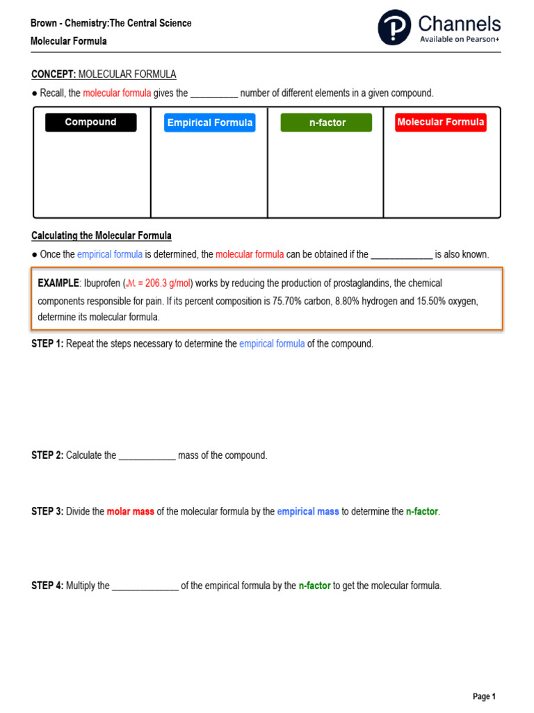 Molecular Formula Worksheet | PDF