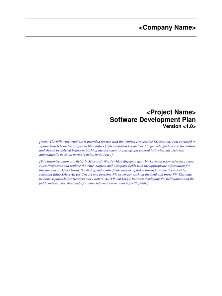 Software Development Plan Template | PDF