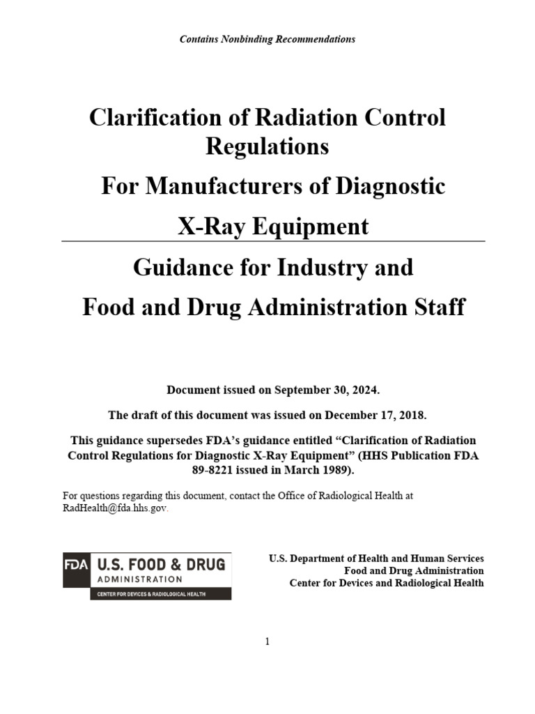 Clarification of Radiation Control Regulations For Manufacturers of ...