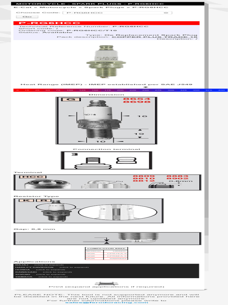 Federal Mogul - Racing & Motorcycle Division Online Catalogue | PDF