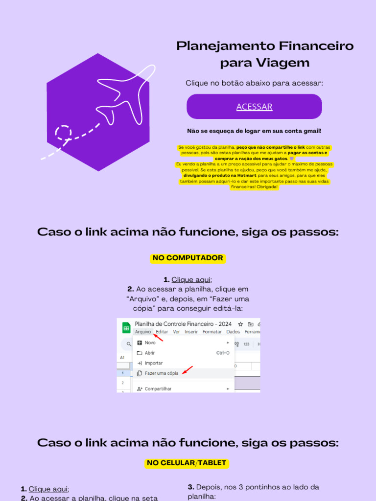 Template+ +Planejamento+Financeiro+Para+Viagem | PDF | Informática