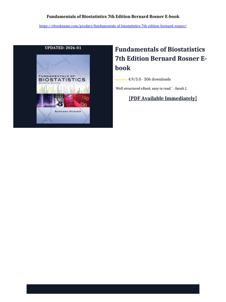 Fundamentals of Biostatistics 7th Edition Bernard Rosner Ebook Testbank ...