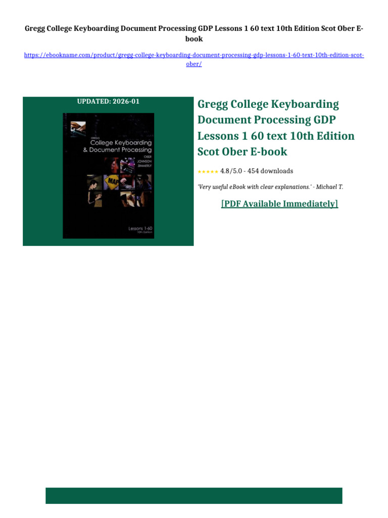 Gregg College Keyboarding Document Processing GDP Lessons 1 60 Text ...