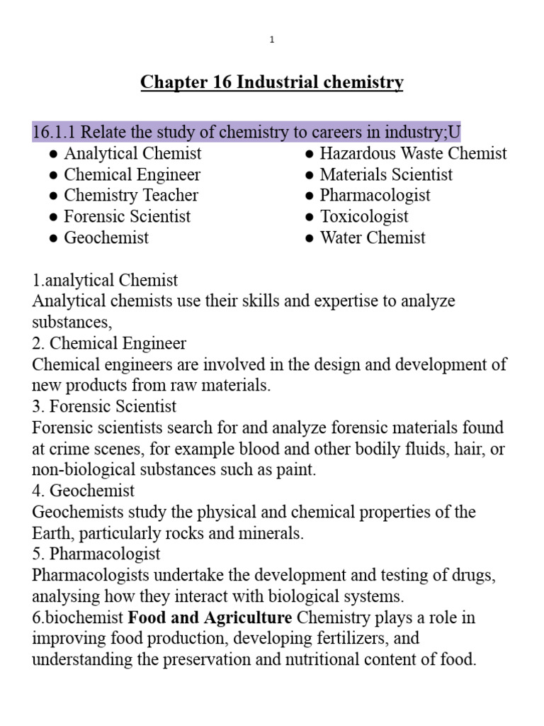 CH - 16 C-W - SHORT Industrial Chemistry | PDF | Urea | Sulfuric Acid