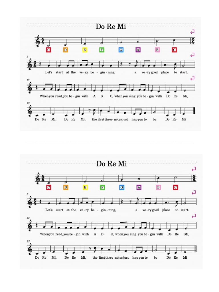 Do Re Mi Color in The Note Worksheet | PDF