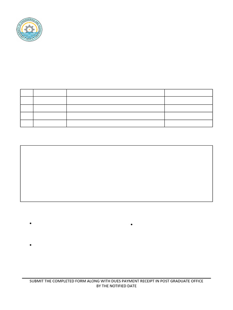 Semester Registration Form (MS CS) | PDF