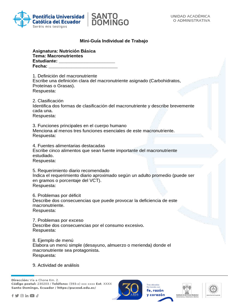 Mini Guia para Estudiantes | PDF | Nutrición | Dieta y nutrición