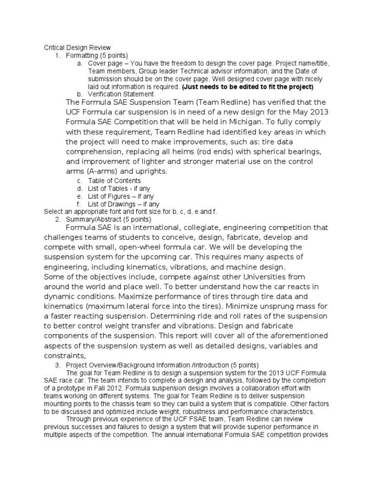 CDR - Critical Design Review | PDF | Suspension (Vehicle) | Bearing ...