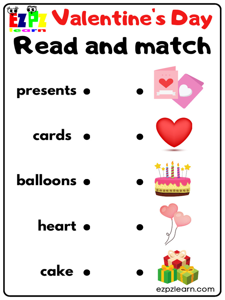 Valentine Holiday Read and Match | PDF