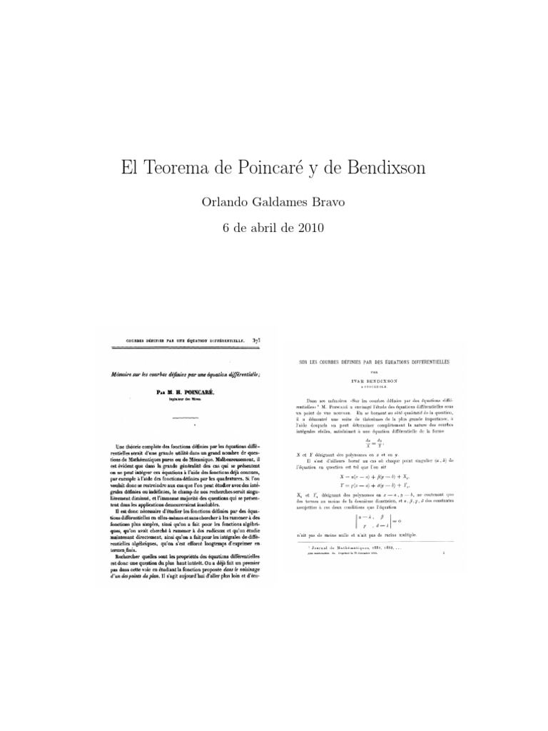 Teorema Poincare y Bendixson | PDF | Curva | Espacio vectorial