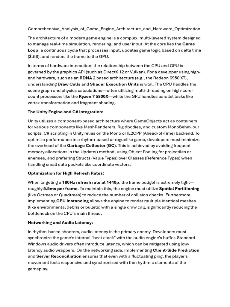Comprehensive Analysis of Game Engine Architecture and Hardware ...