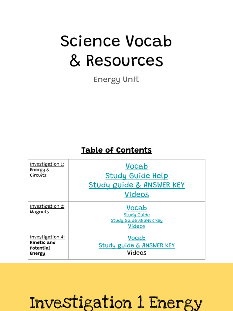 Science Vocab & Resources - Energy of Light | PDF | Potential Energy ...