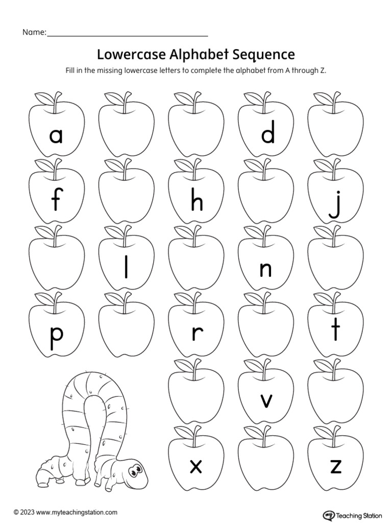 Lowercase Alphabet Sequence Worksheet | PDF