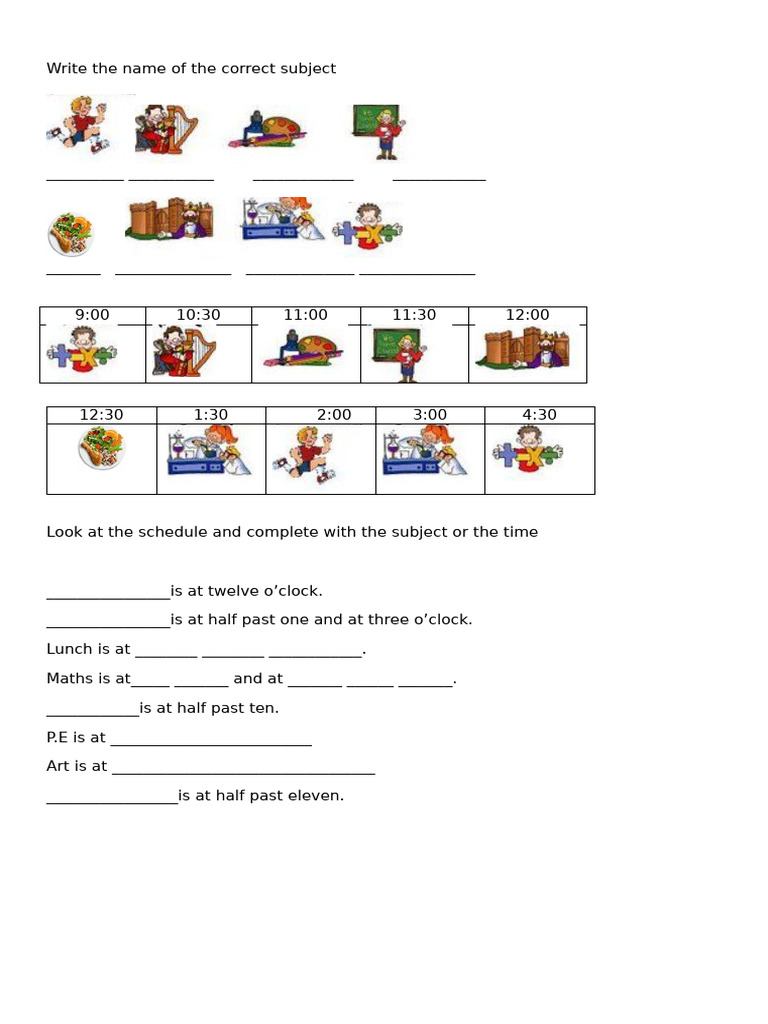Subjects and Telling The Time | PDF