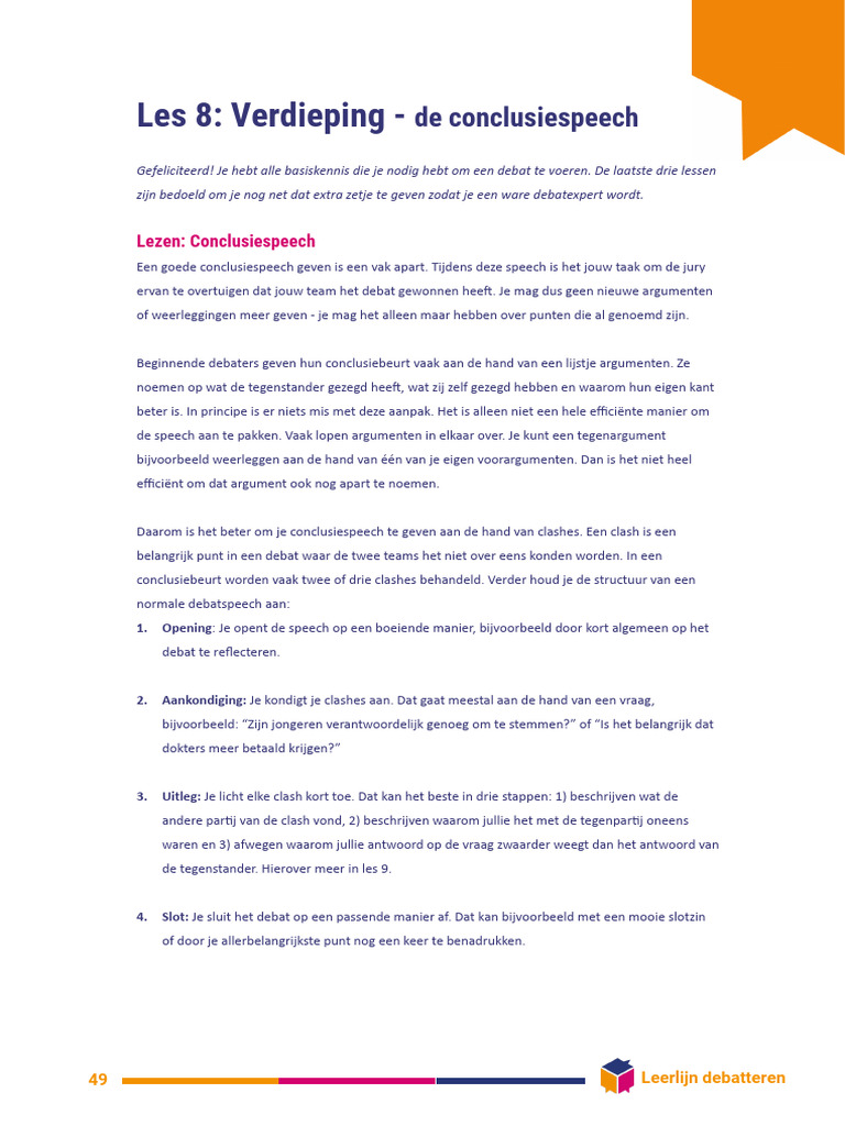 Verdieping - de Conclusiespeech | PDF