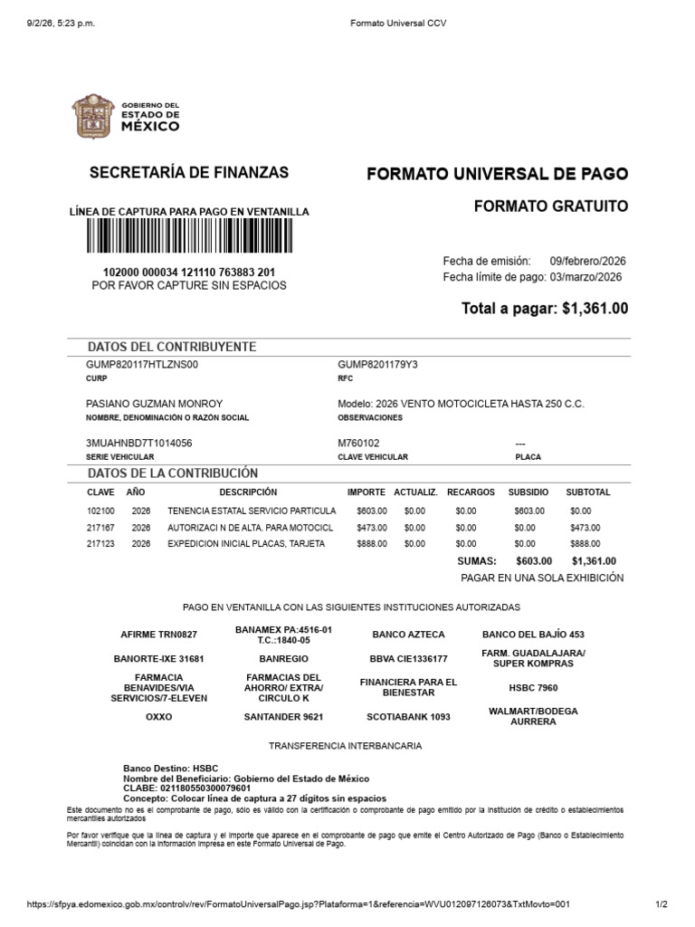 2 Formato Universal CCV (1) | PDF | Bancario | Servicios financieros