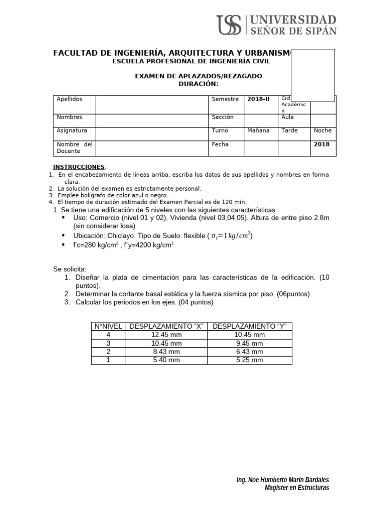 Aplazados Rezagado Uss 2018 II Concreto II | PDF