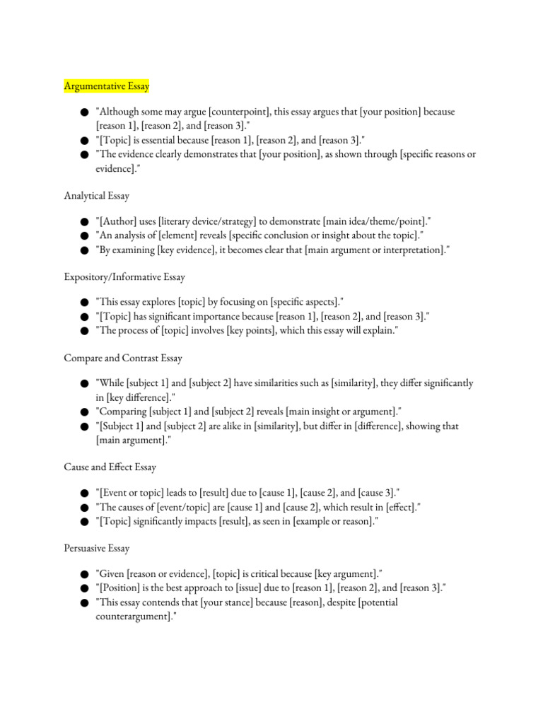 Thesis Statement Sentence Structure | PDF