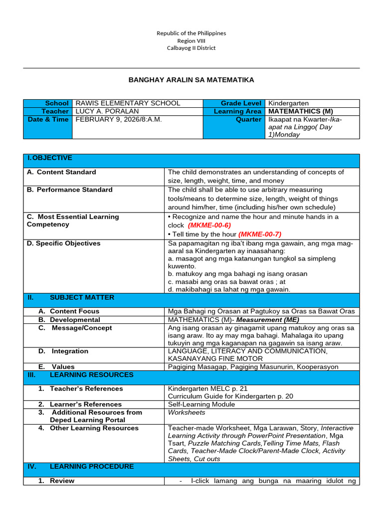 Lesson Plan Quarter 4 Week 6 | PDF
