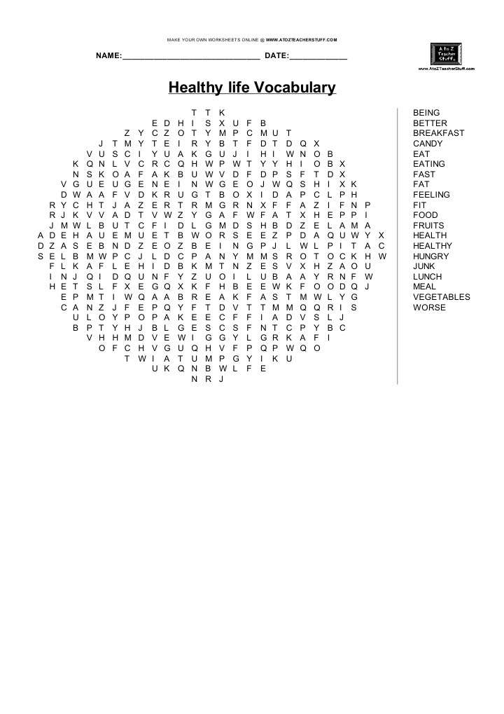 Healthy Life Vocabulary Worksheet | PDF