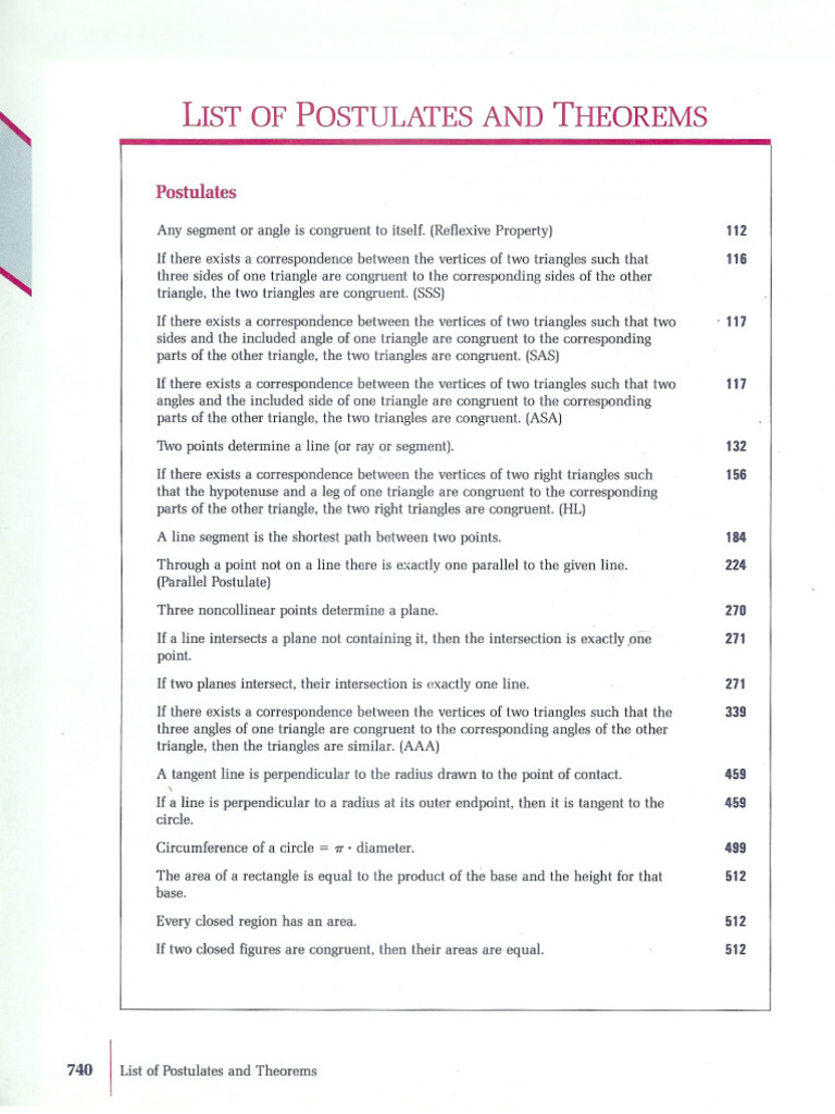 Geometry Enjoyment List of Postulates and Theorems | PDF