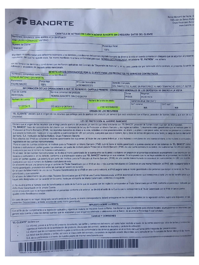 Caratula de Cuenta Banorte Ana Laura Hdez Antonio | PDF