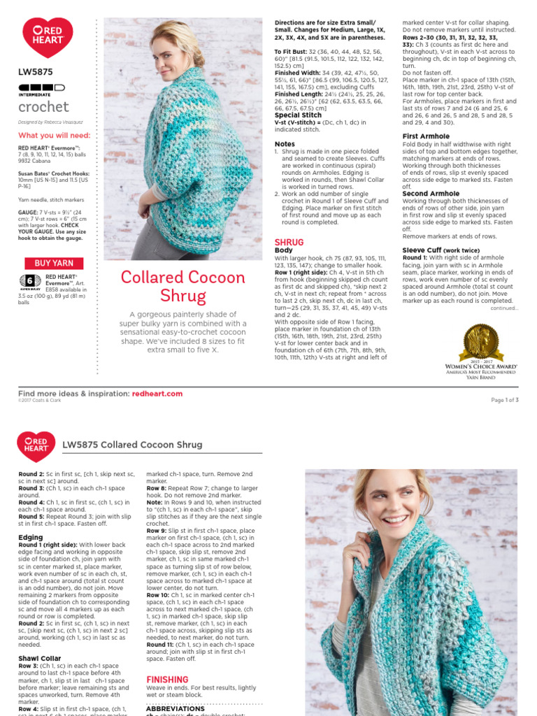 CROCHET--Collared-Cocoon-Shrug | PDF | Crochet | Needlework
