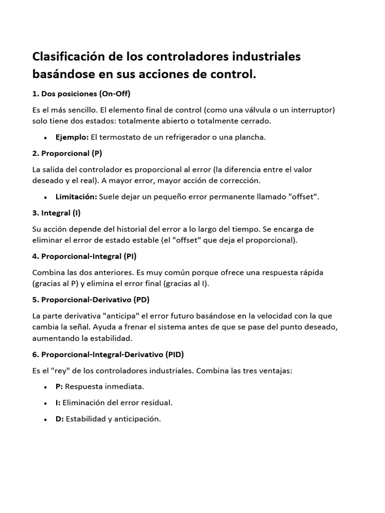 Clasificación de Los Controladores Industriales Basándose en Sus ...