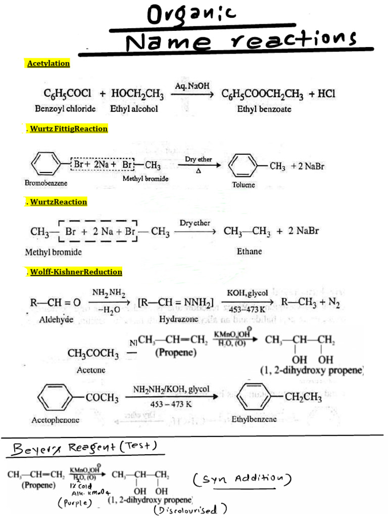 All Organic Name Reactions With Tests | PDF | Chemistry | Organic Reactions