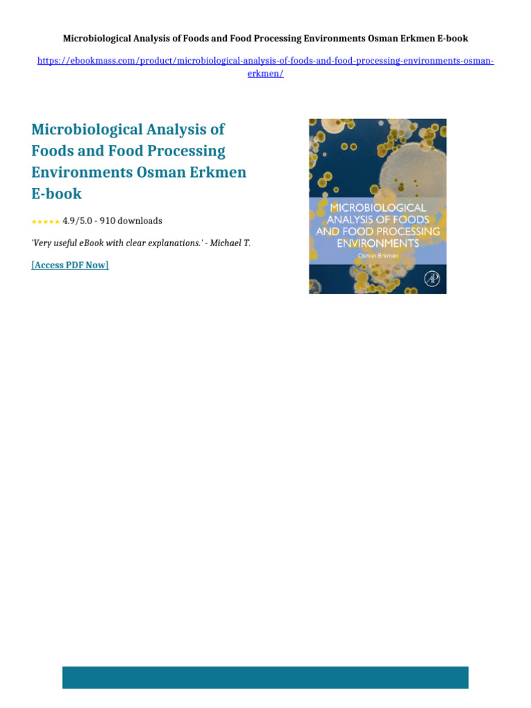 Microbiological Analysis of Foods and Food Processing Environments ...
