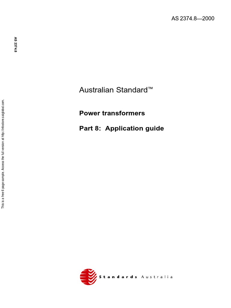 As 2374.8-2000 Power Transformers Application Guide | PDF | Transformer | Electromagnetism