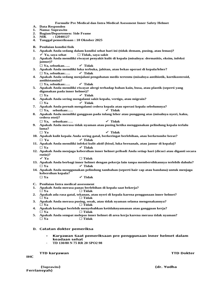 Suprawito - Formulir Pre Medical Dan Intra Medical Asessment Inner ...