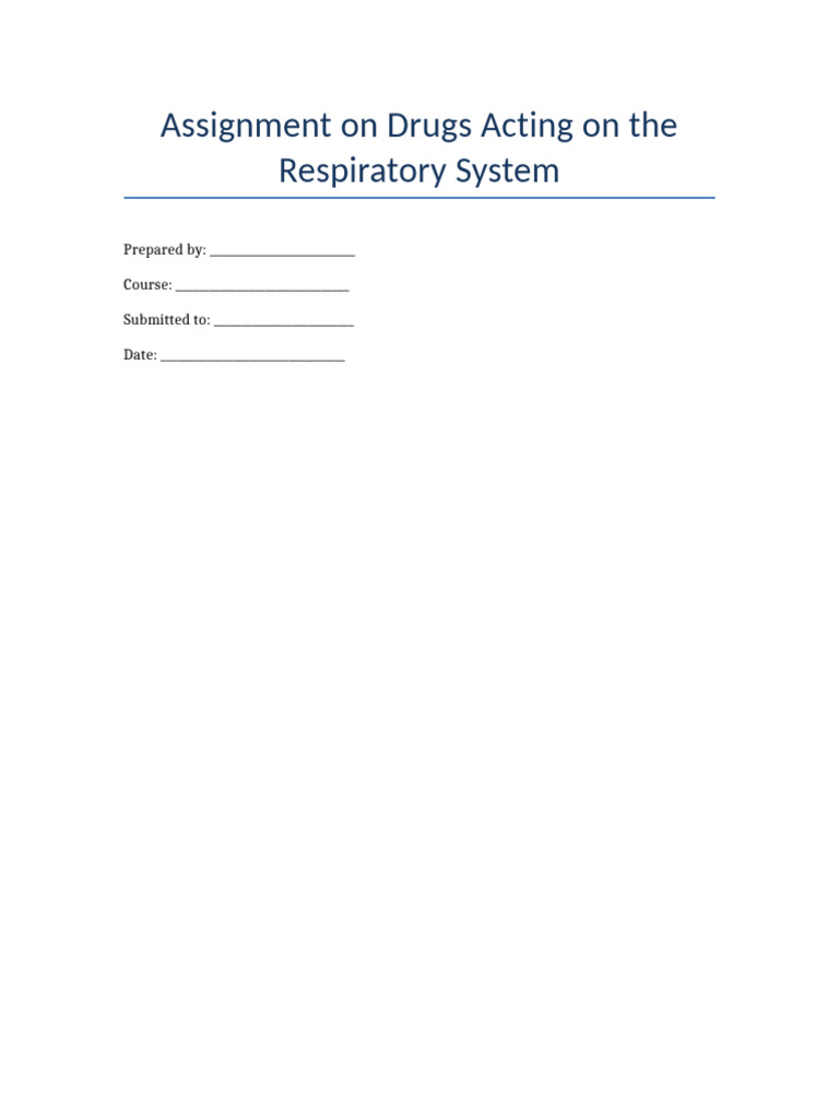 Respiratory System Drugs Assignment | PDF | Asthma | Cough