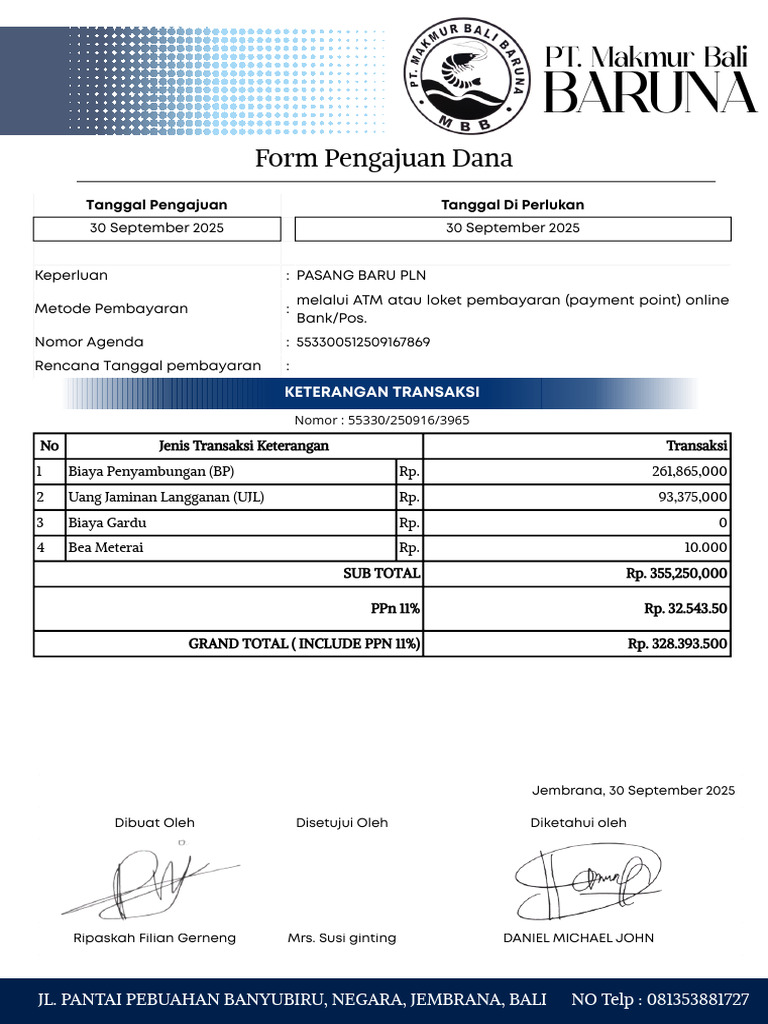 Pengajuan Dana PT PLN 30 Sept 2025 - 20260212 - 101005 - 0000 | PDF