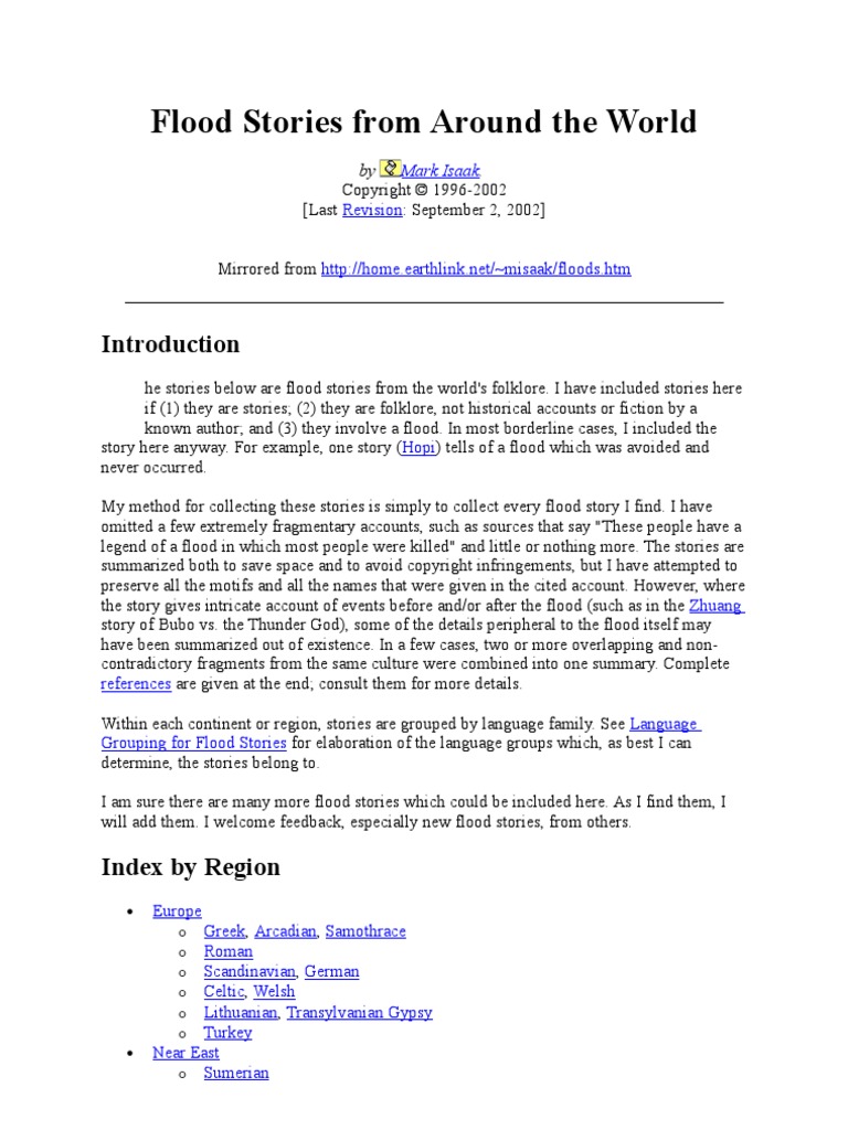 Flood Stories From Around The World Mark Isaak | PDF | Noah | Genesis ...