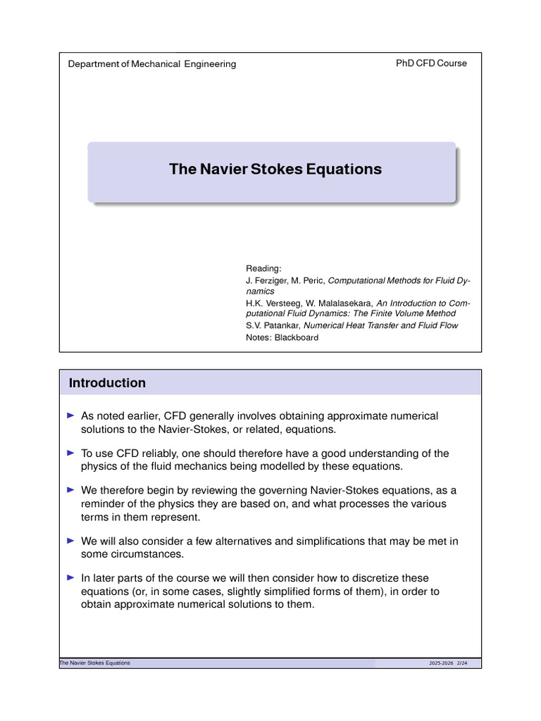 Lecture 2 Navier Stokes | PDF | Navier–Stokes Equations | Fluid Dynamics