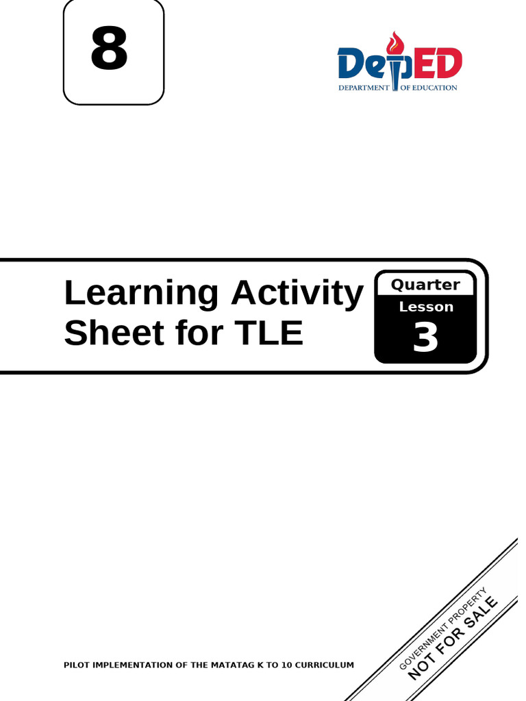 Q4 - LAS - TLE 8 - Lesson 3 - Week 3 | PDF | Critical Thinking | Curriculum
