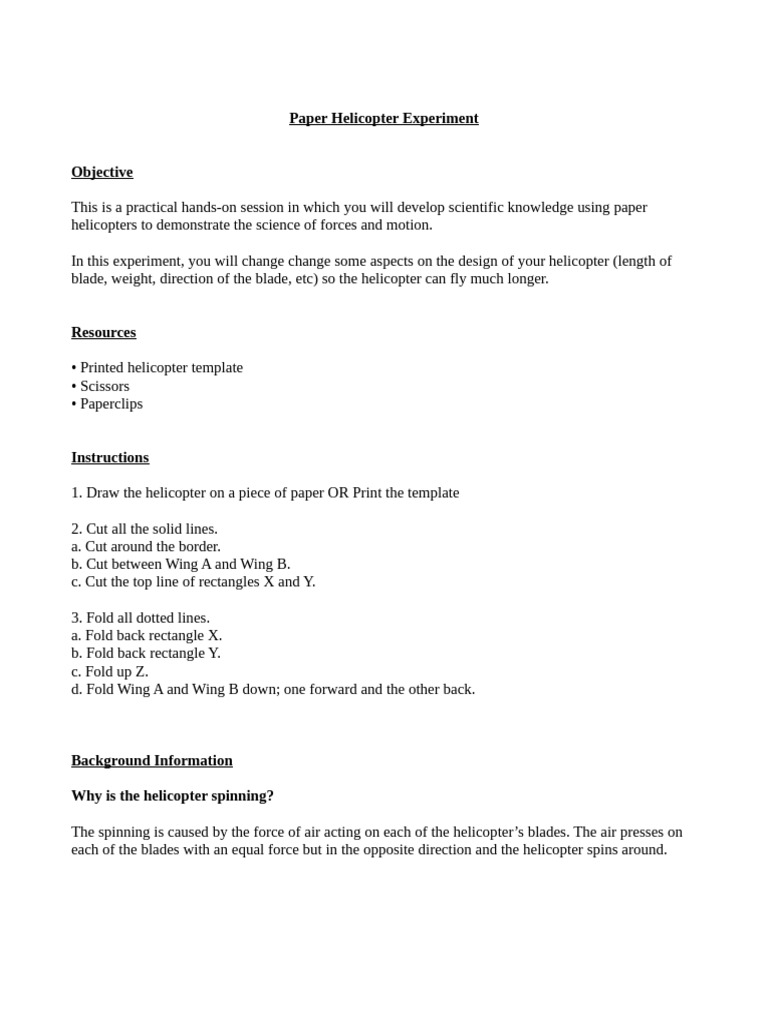 Paper Helicopter Experiment | PDF | Experiment | Helicopter