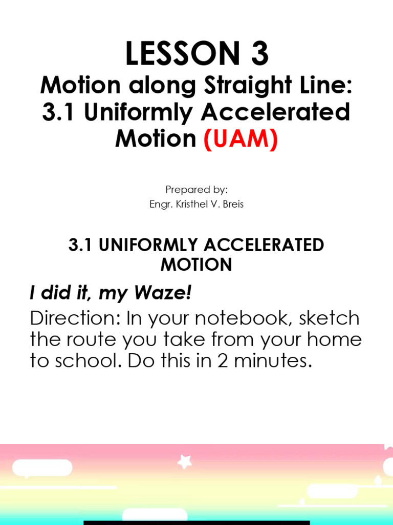 3 Uniformly Accelerated Motion | PDF | Acceleration | Velocity